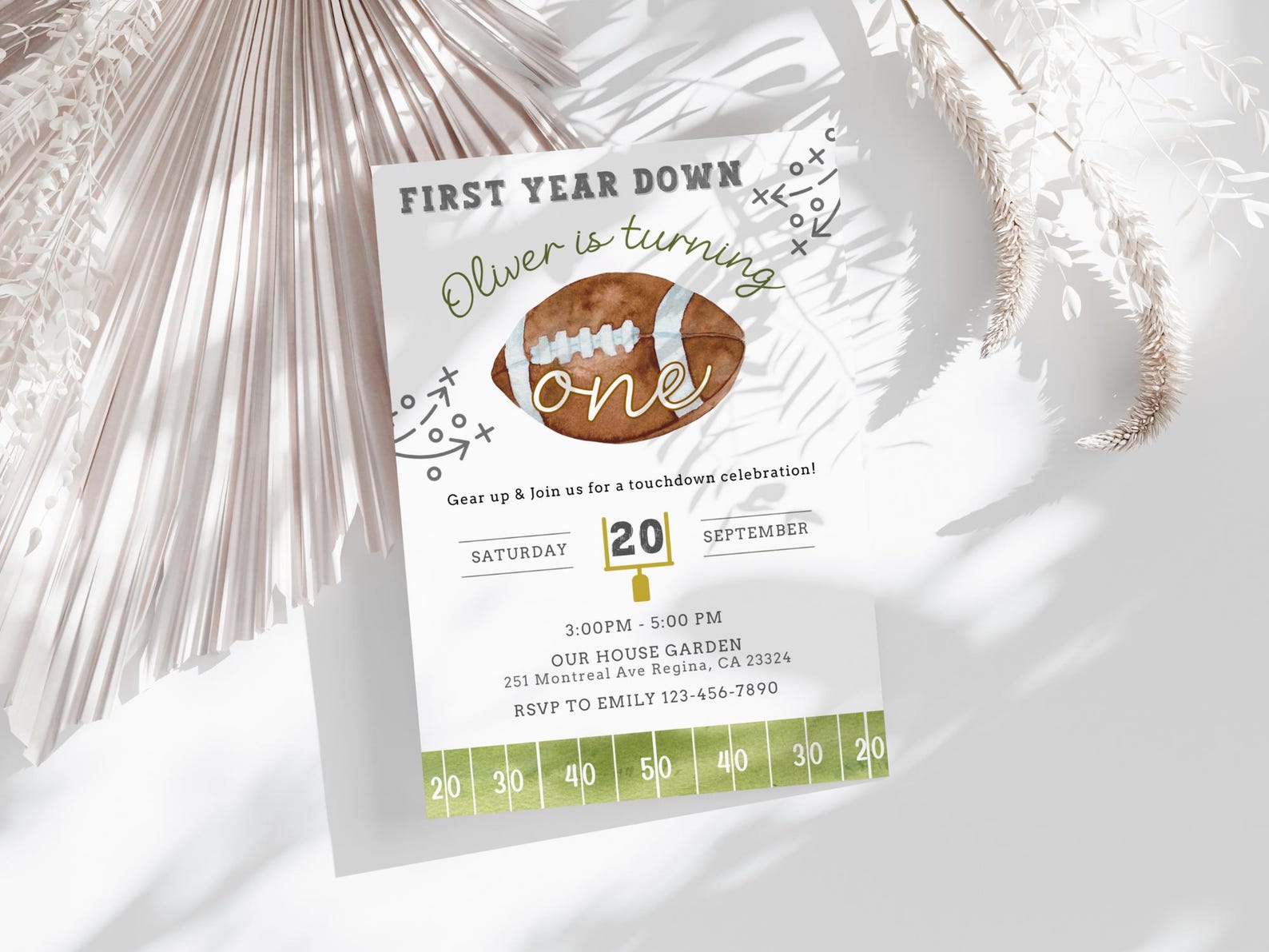 1st Year Down Birthday Invitation First Year Down Invitation First Down ...