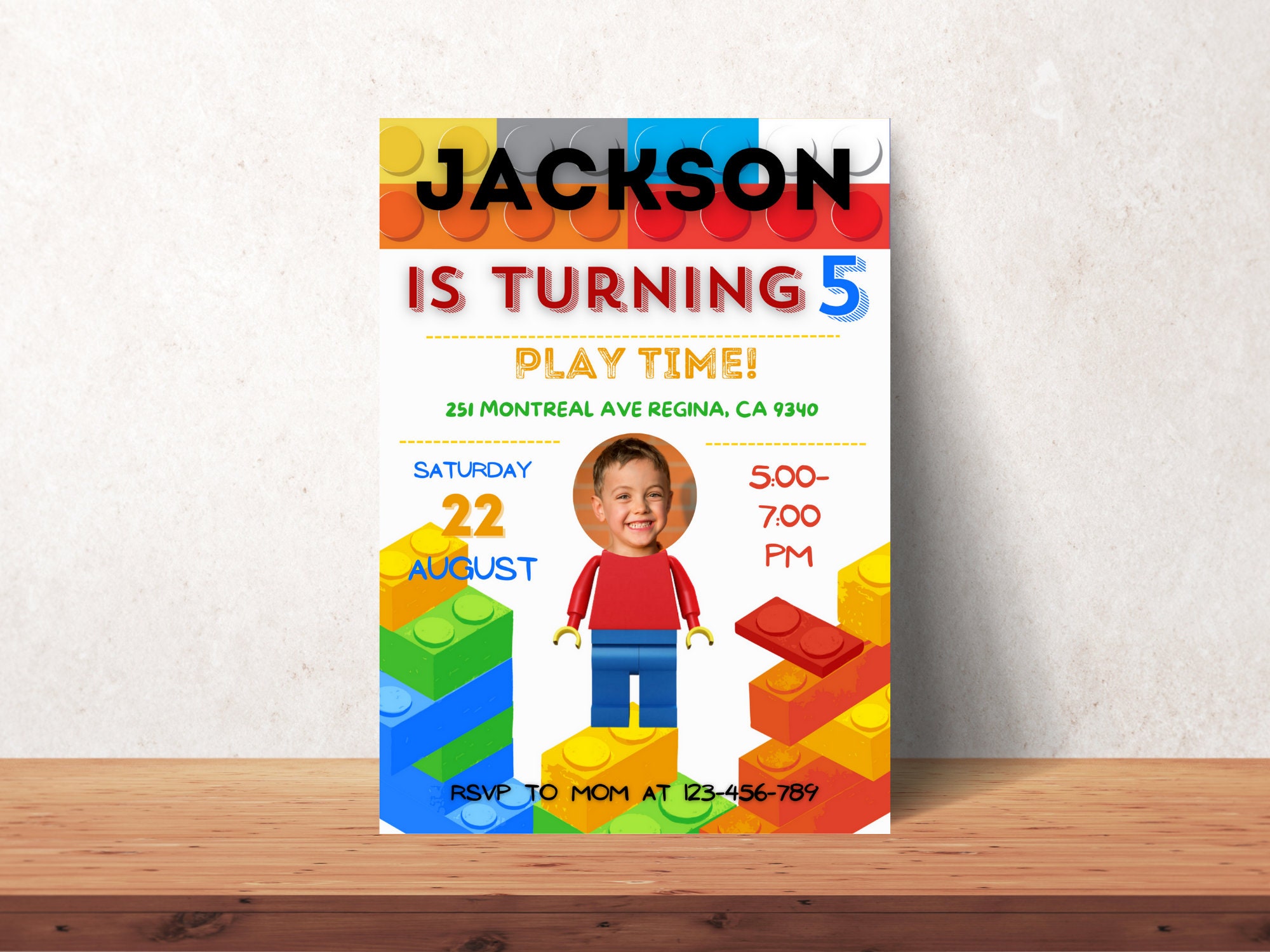 Building Blocks Birthday Invitation Bricks Party Invite Building Block ...