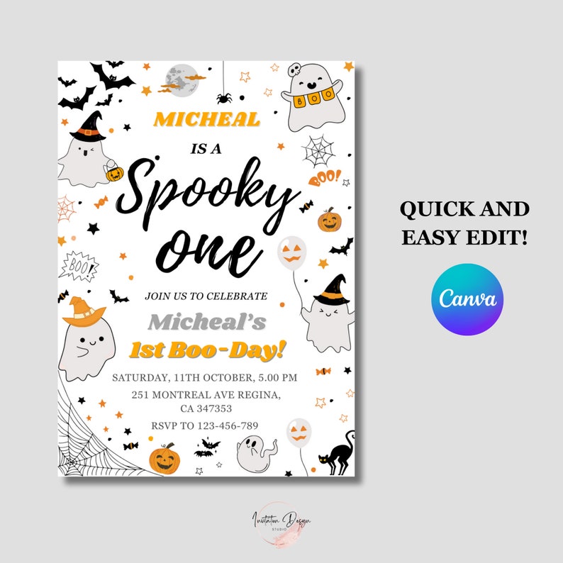Editable Halloween Cute Spooky Invite Boy Spooky Invite 1st - Etsy