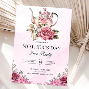 Mother's Day Tea Party Invitation Afternoon Tea Party Invitation Ladies ...