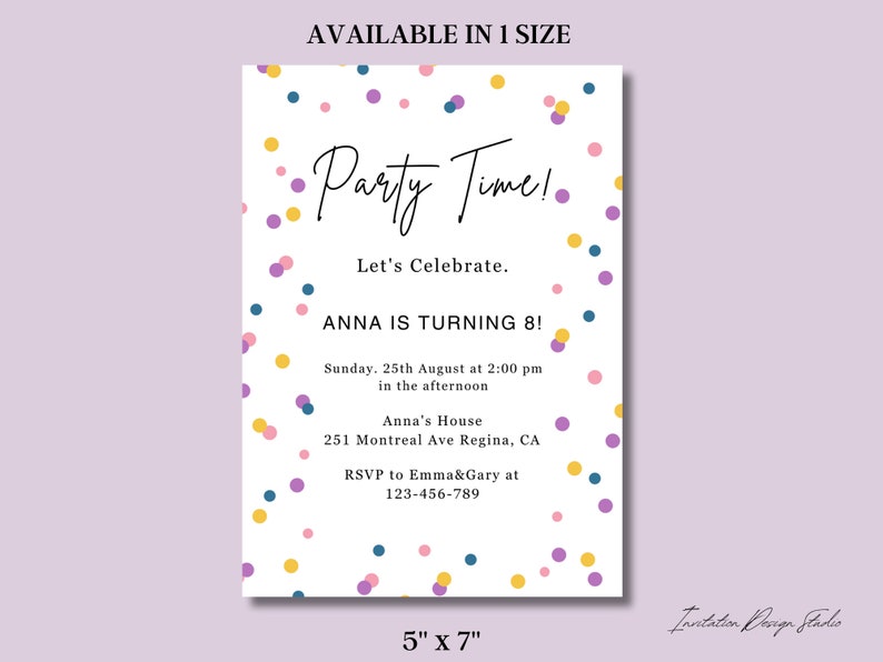 Colored Confetti Birthday Invitation Colored Invitation - Etsy