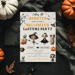 Editable Halloween Costume Party Invitation | Cute Spooktacular Invite ...