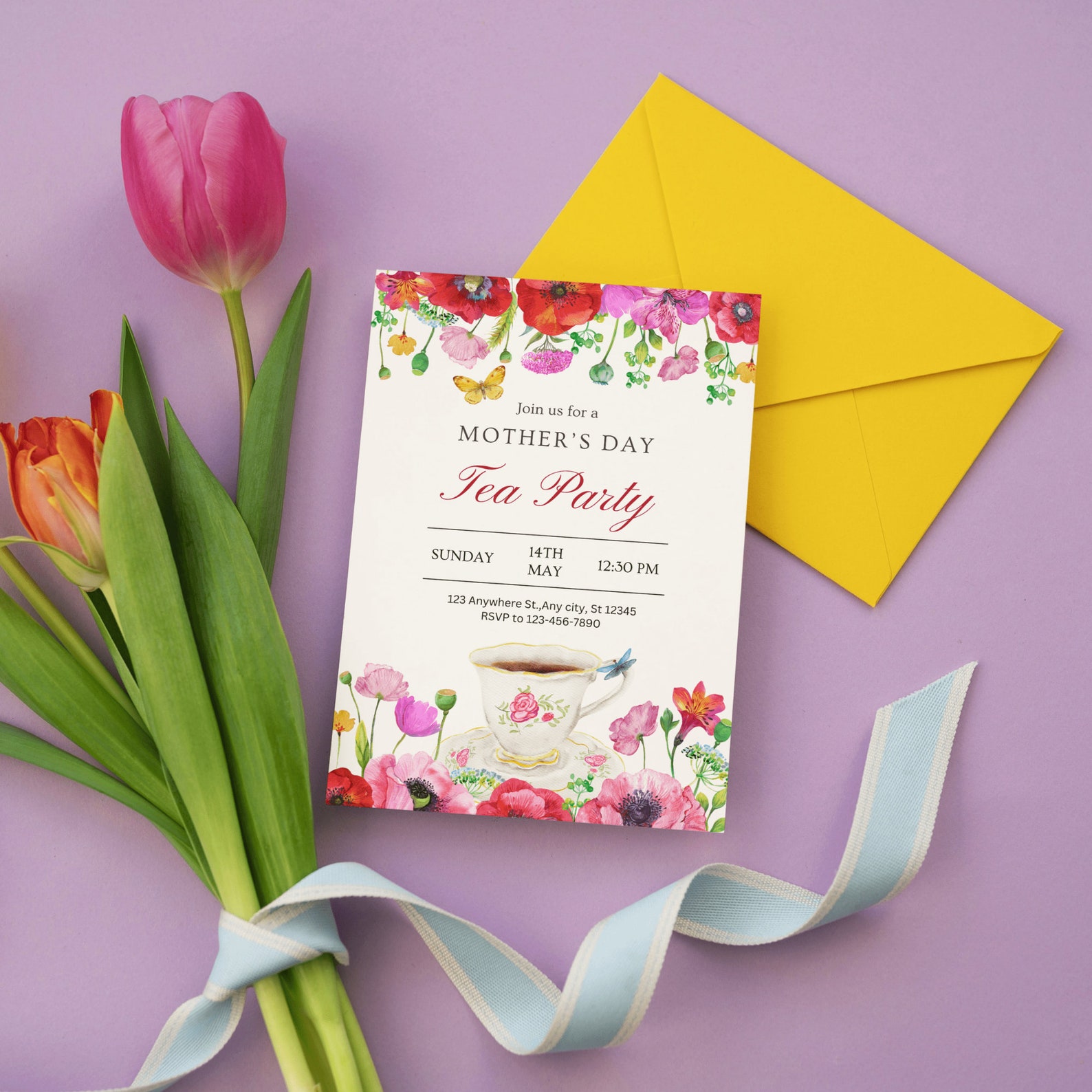 Editable Mother's Day Tea Party Invitation Ladies Tea Party Invite ...