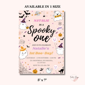 Editable Halloween Cute Spooky Invite One Spooky Invite Girly Cute ...