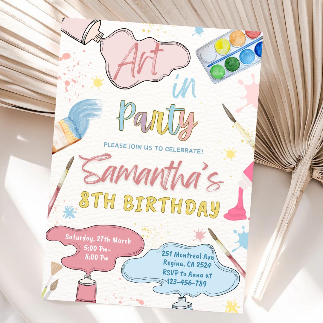 Art Painting Birthday Invitation Editable Art Party Invitation Art ...