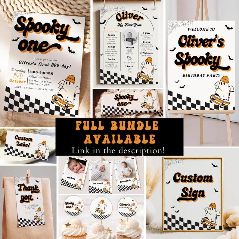 Spooky One Birthday Invitation Boy Halloween Birthday Invitation Spooky ...