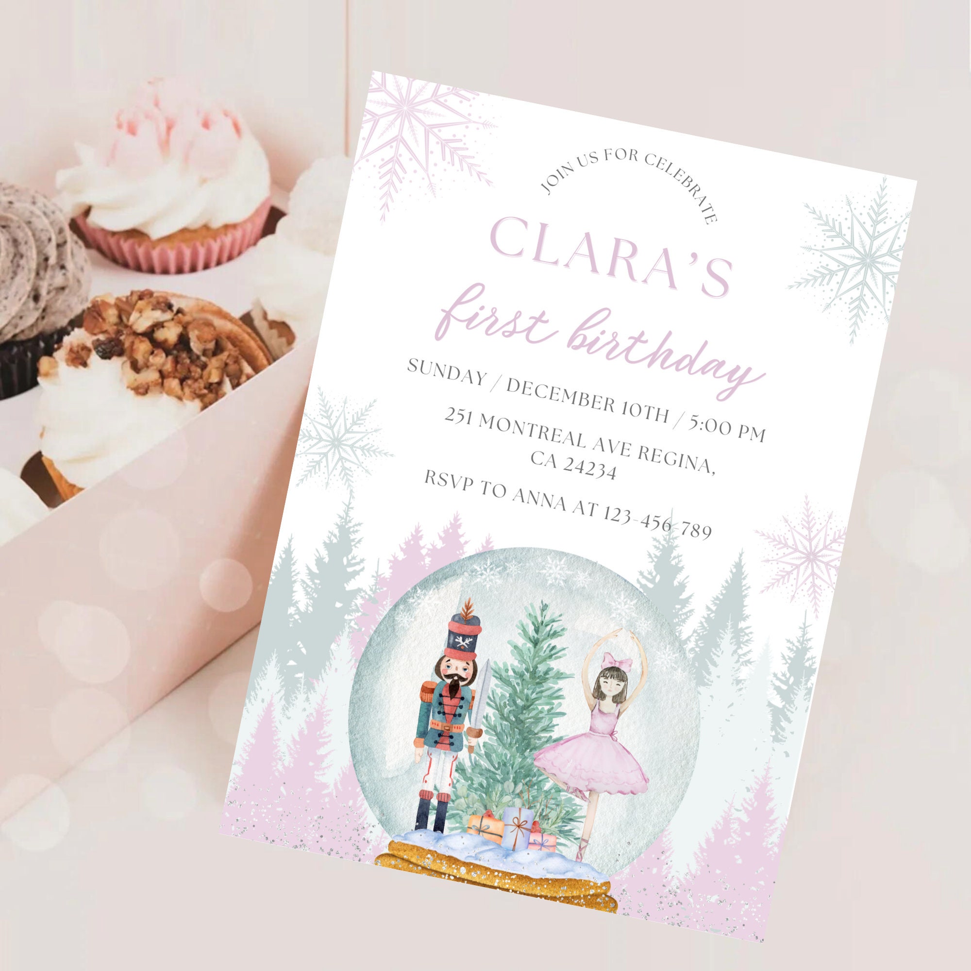 Cute Nutecracker Snow Globe Party Invite - Winter Theme Digital ...