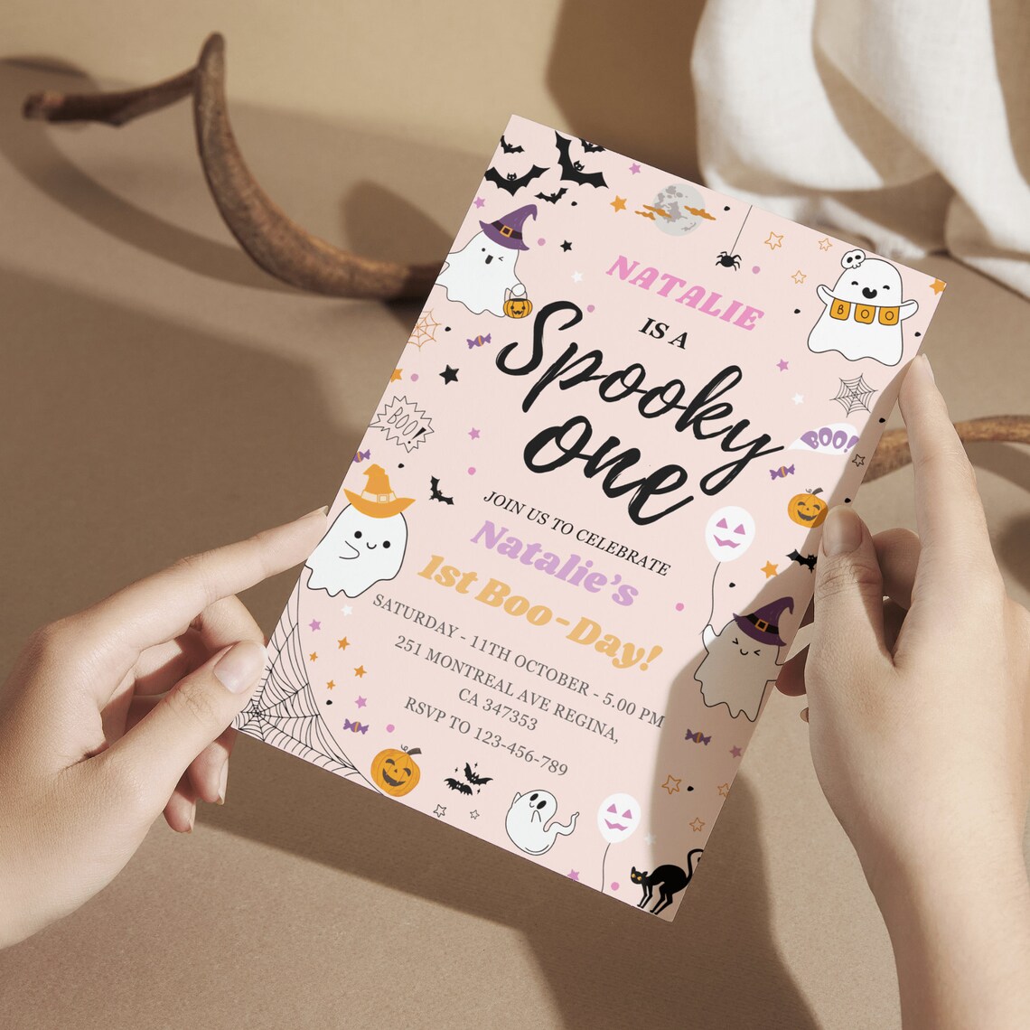Editable Halloween Cute Spooky Invite One Spooky Invite Girly - Etsy