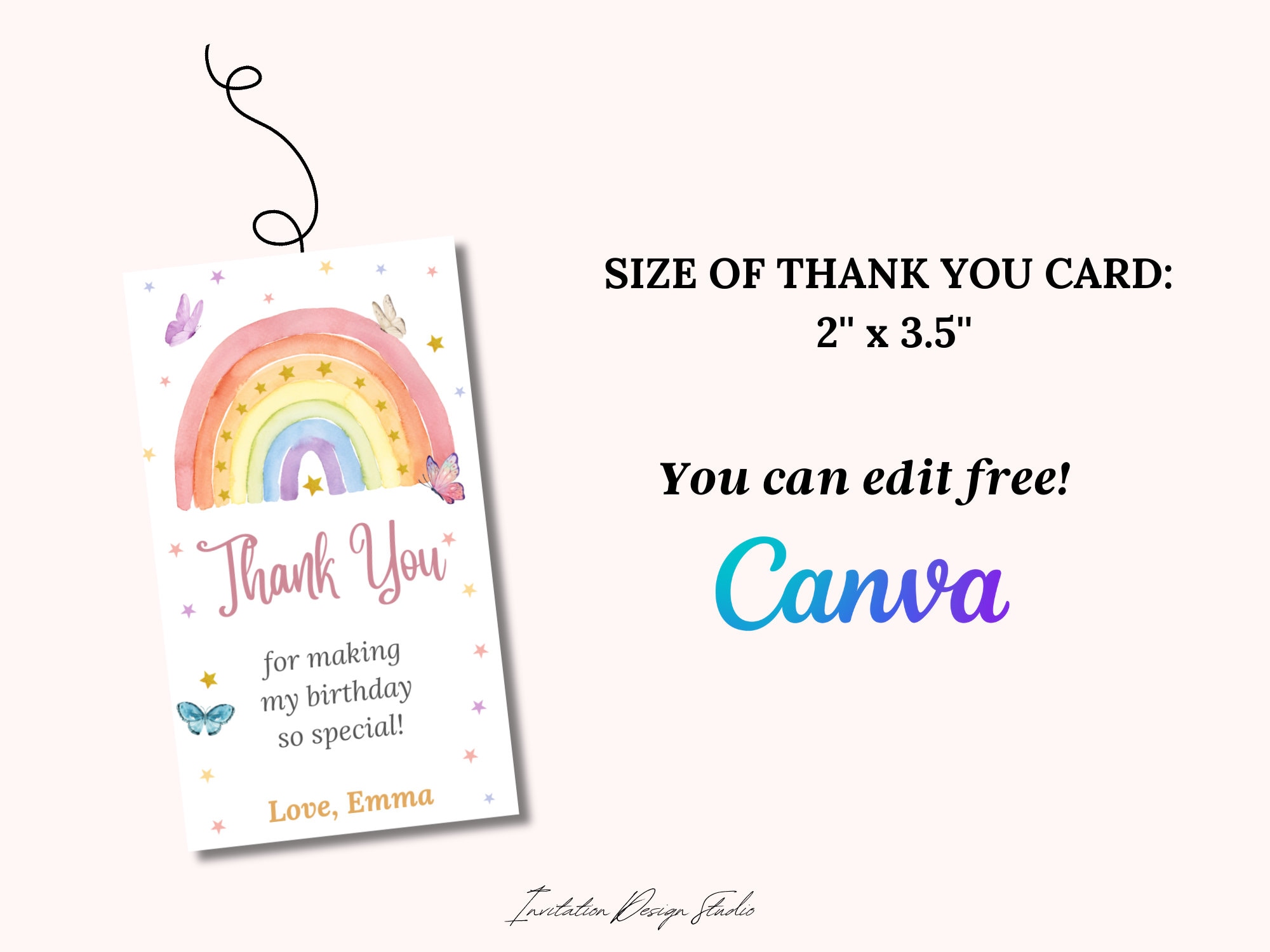 Rainbow Birthday Favor Tag Rainbow Birthday Thanks Tag Pastel Rainbow ...