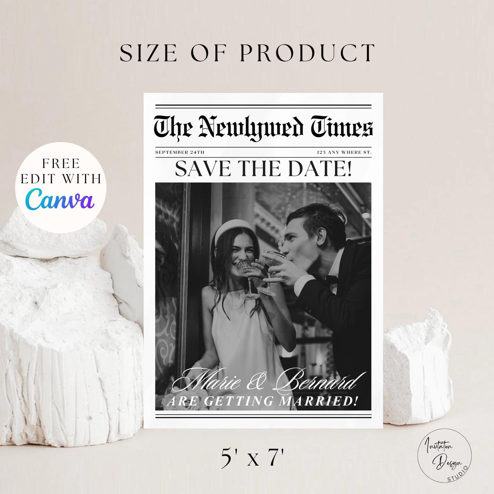 Customizable Save the Date Newspaper Template, Save the Date Wedding ...