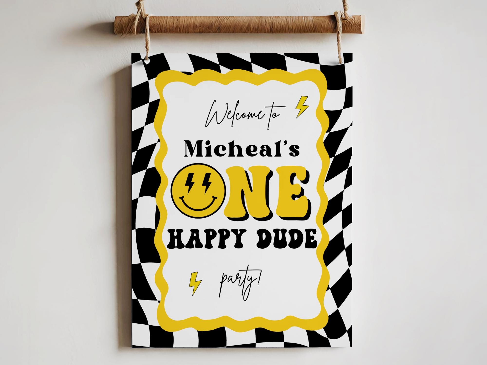 One Happy Dude Welcome Sign Lightning Bolt Smile Welcome Sign Smiley ...