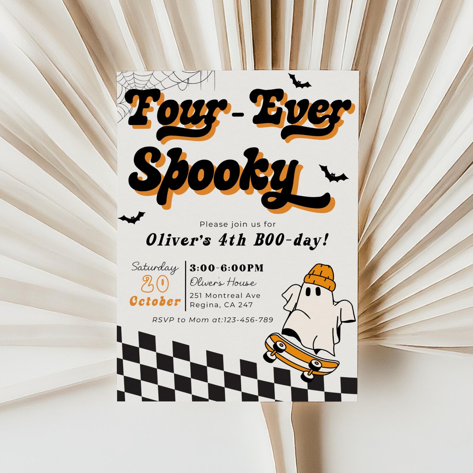 Four Ever Spooky Birthday Invitation Halloween Birthday Invitation 4th ...