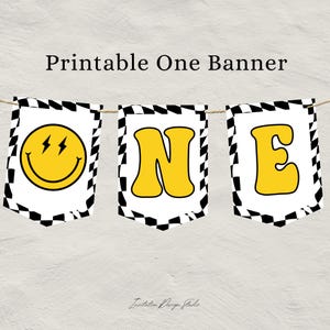 One Happy Dude One Banner Smiley Face Birthday Sign One Cool Dude One ...
