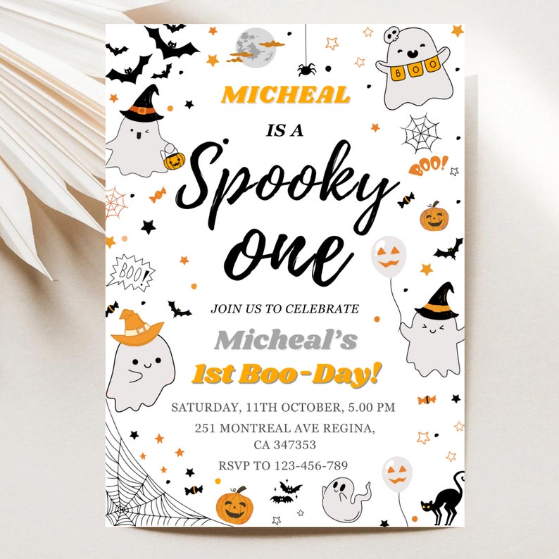 Editable Halloween Cute Spooky Invite Boy Spooky Invite 1st - Etsy