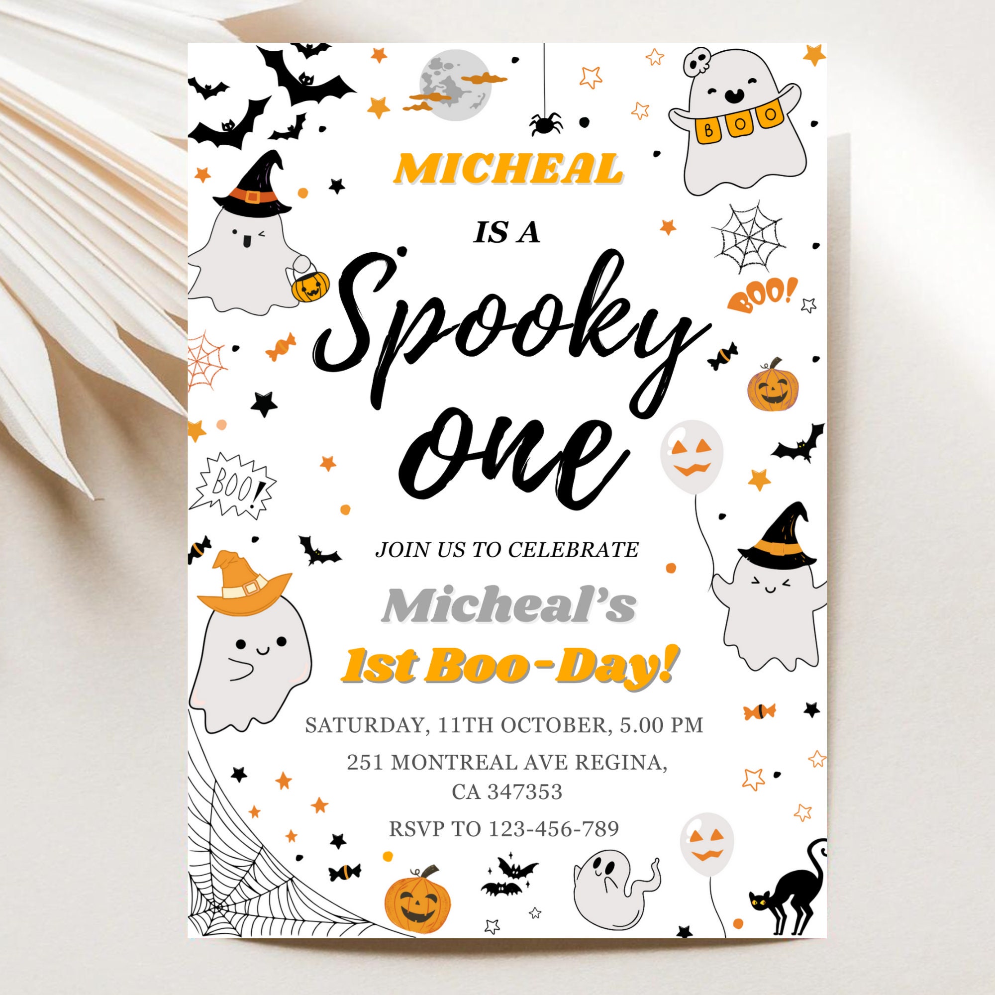 Editable Halloween Cute Spooky Invite Boy Spooky Invite 1st - Etsy