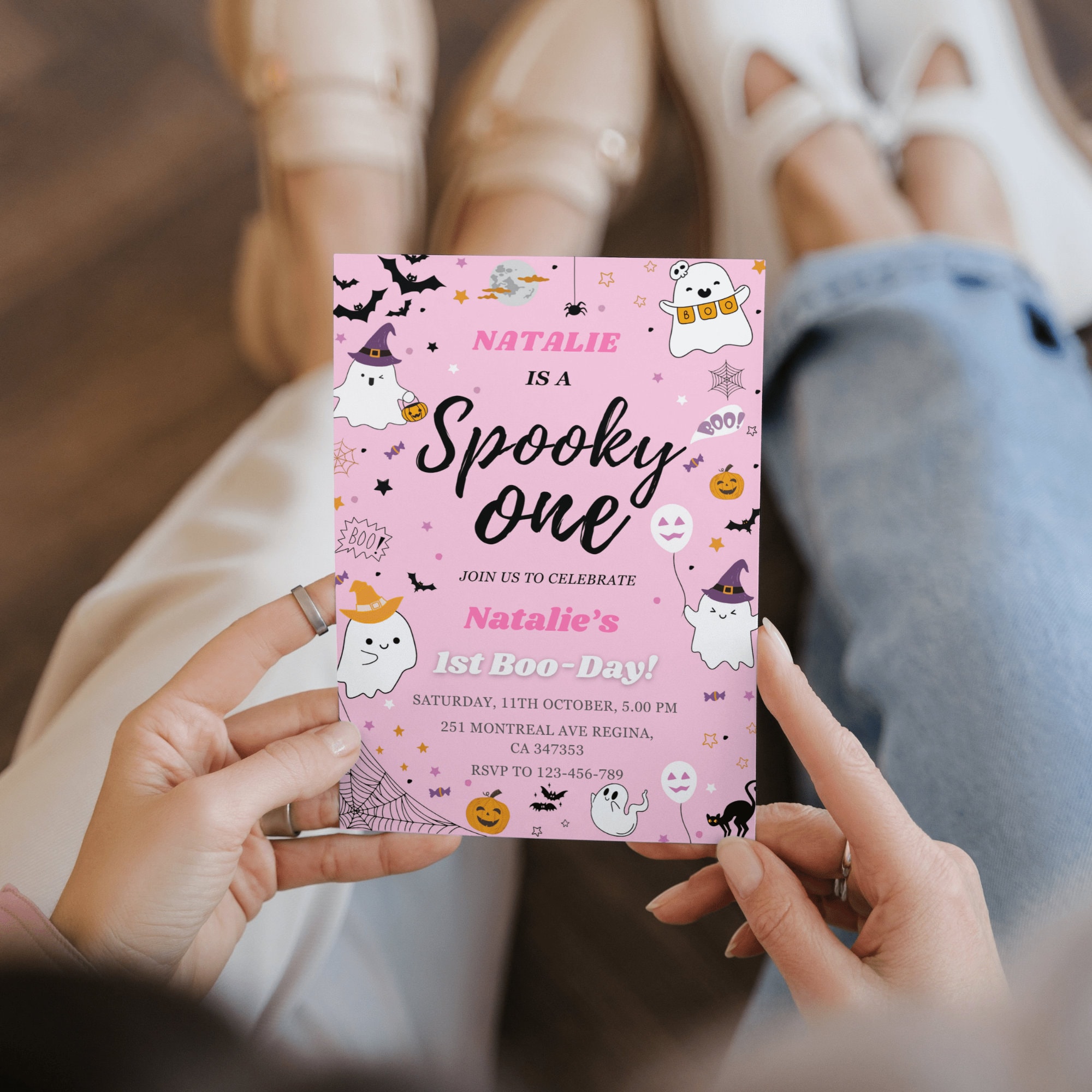 Editable Pink Spooky Invite One Spooky Invite Halloween Spooky - Etsy