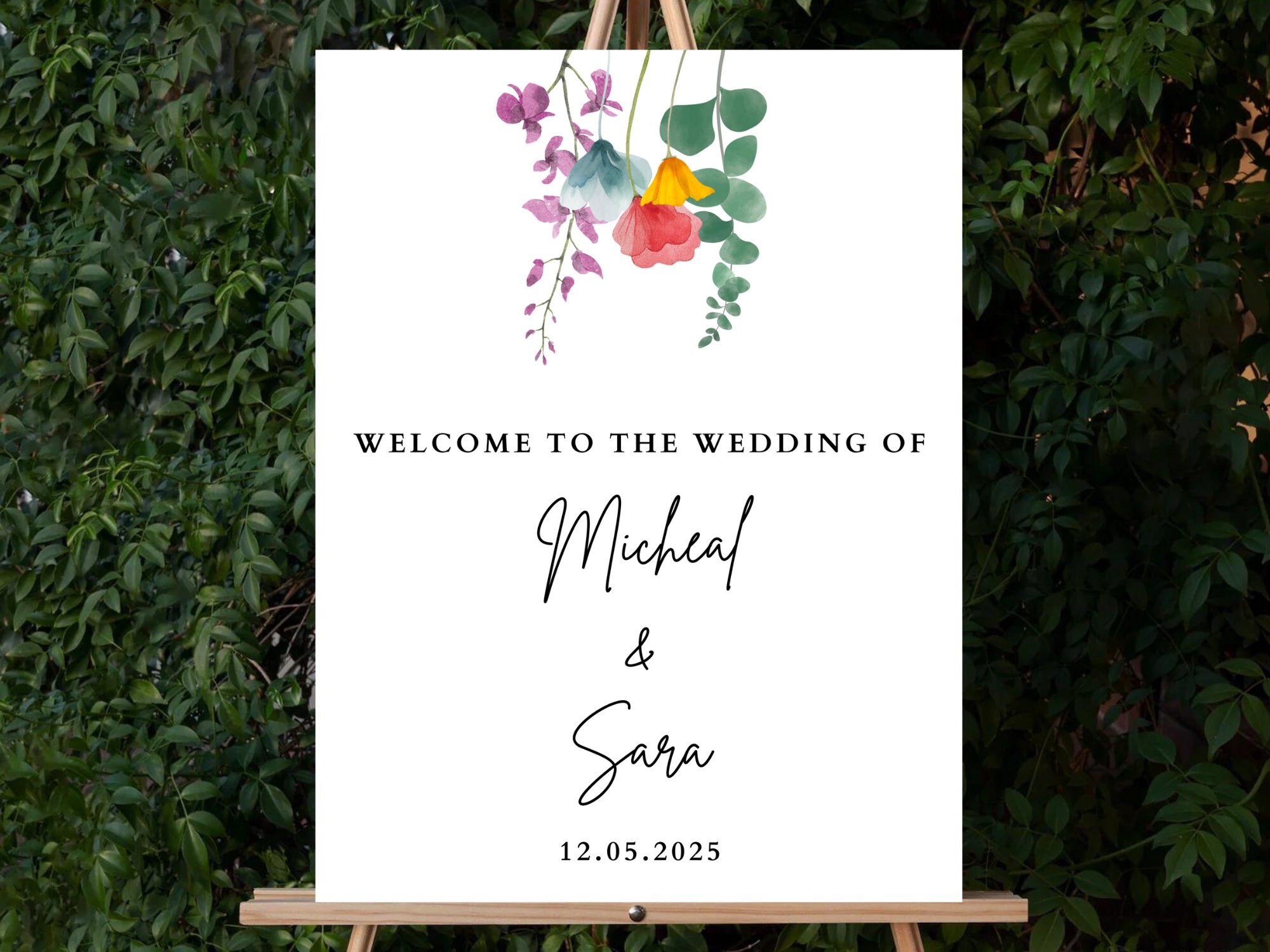 Flower Wedding Sign Flower Welcome Sign Wildflower Sign - Etsy