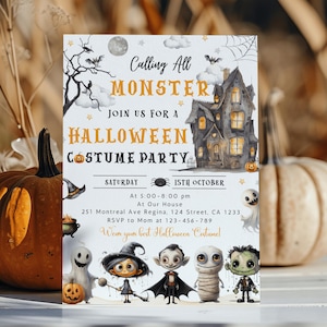 Editable Halloween Party Invitation, Calling All Monsters Spooktacular ...