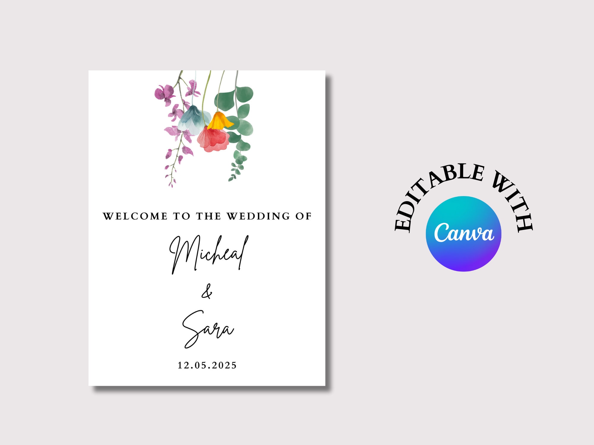 Flower Wedding Sign Flower Welcome Sign Wildflower Sign - Etsy