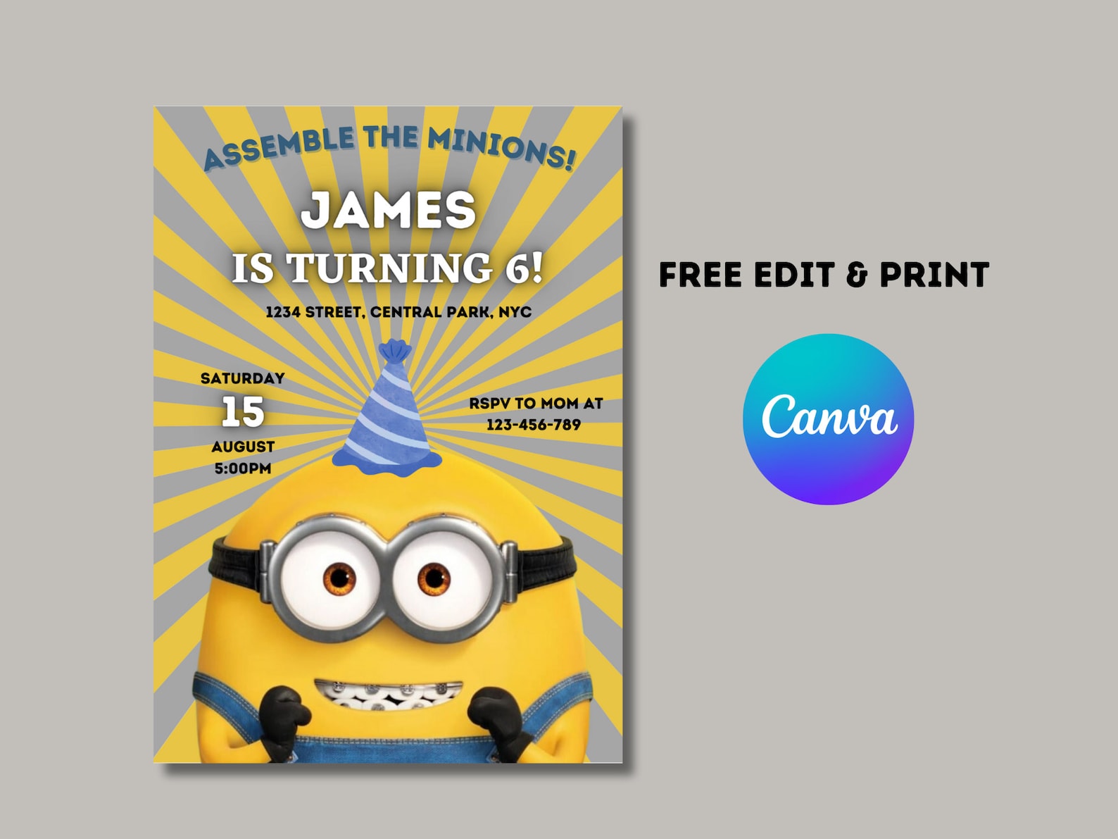 Editable Minions Birthday Minion Invitation Minions Party - Etsy
