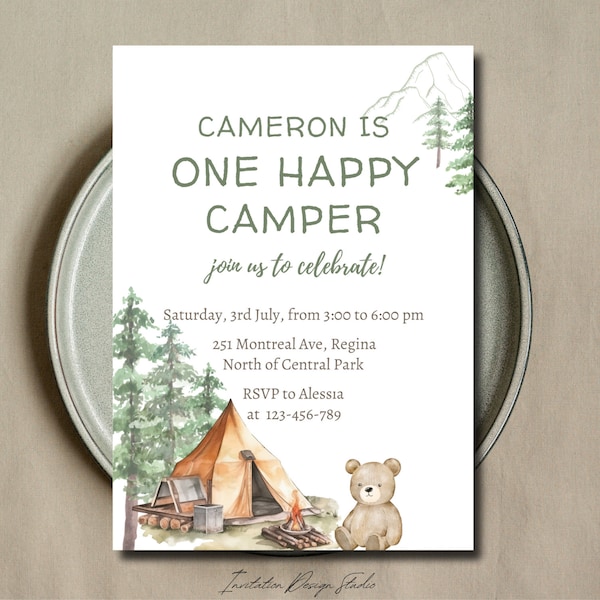 One Happy Camper Birthday Invitation - Etsy