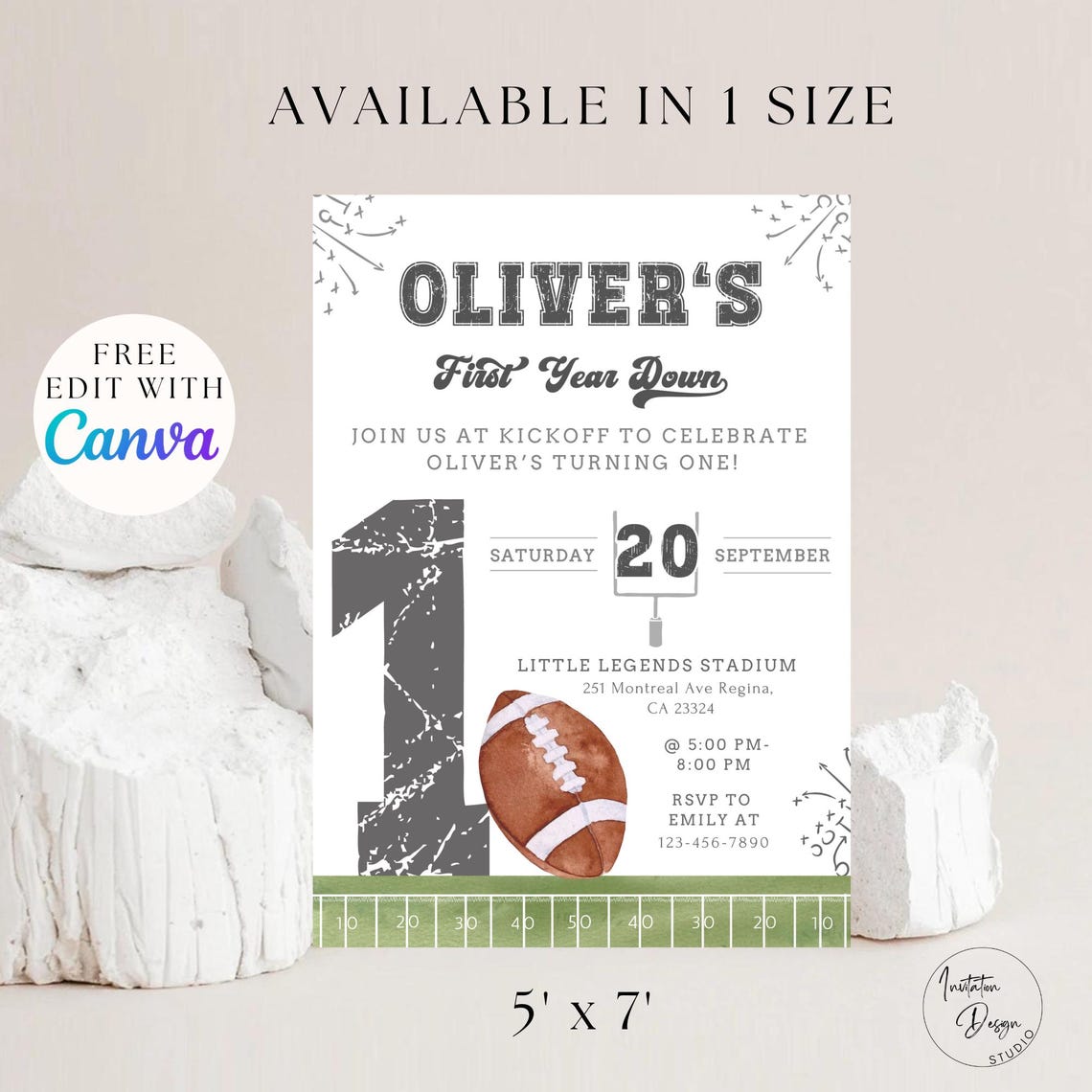 First Year Down Birthday Invitation First Down Birthday Invitation ...