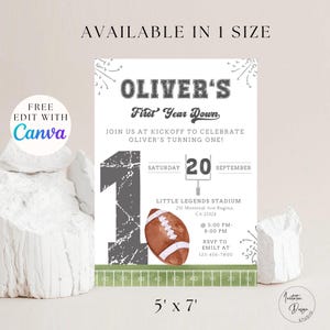 First Year Down Birthday Invitation First Down Birthday Invitation ...