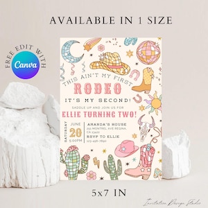 My Second Rodeo Birthday Invitation Wild West Cowgirl Rodeo Birthday ...