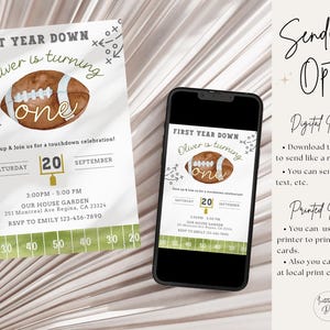 1st Year Down Birthday Invitation First Year Down Invitation First Down ...