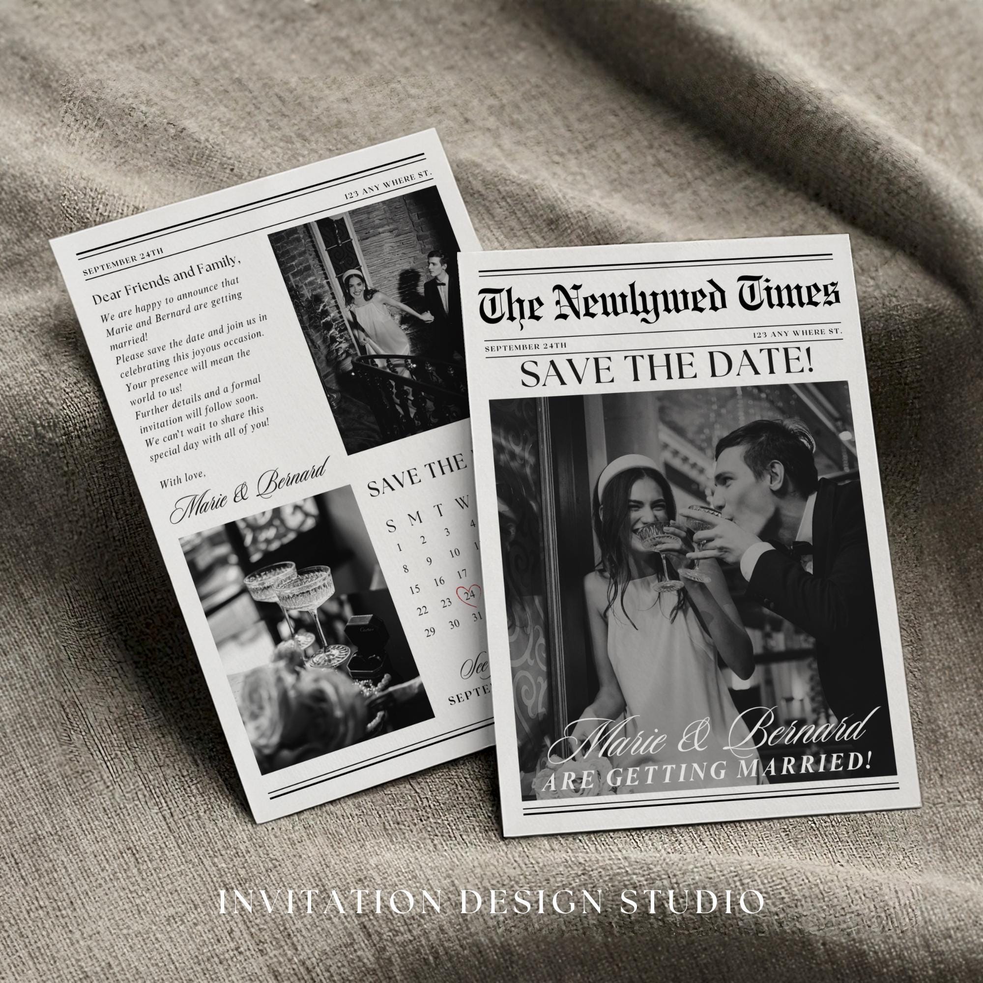 Customizable Save the Date Newspaper Template, Save the Date Wedding ...