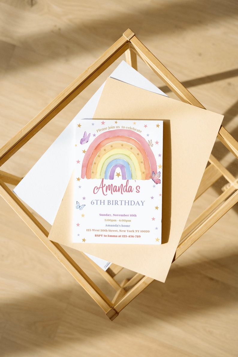 Rainbow Birthday Invitation Boho Rainbow Birthday Invitation - Etsy