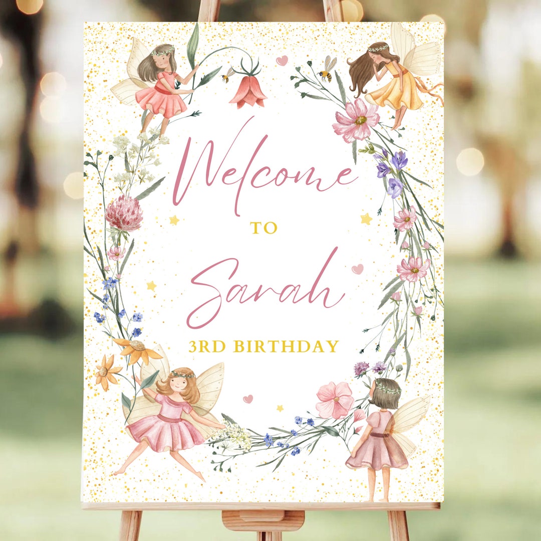 Fairy Birthday Welcome Sign Magical Fairy Sign Magical Floral Welcome ...