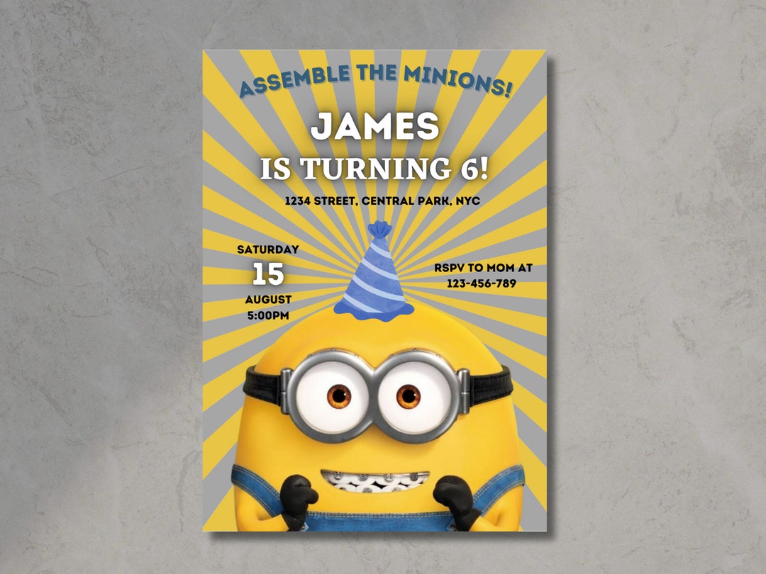 Editable Minions Birthday Minion Invitation Minions Party Invite Cute ...