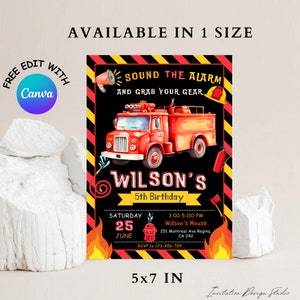 Editable Firetruck Birthday Invitation Fire Truck Birthday Party ...