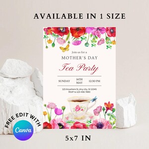 Editable Mother's Day Tea Party Invitation Ladies Tea Party Invite ...