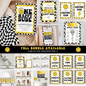 One Happy Dude One Banner Smiley Face Birthday Sign One Cool Dude One ...