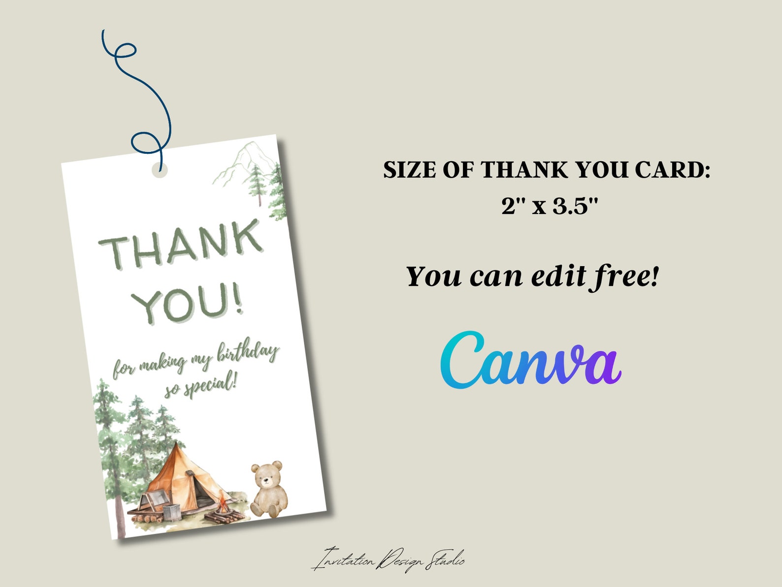 One Happy Camper Thank You Tag Happy Camper Favor Tag One Camper ...