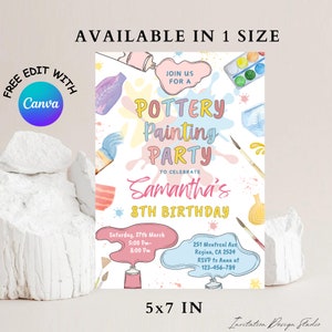 Pottery Painting Birthday Party Invitation Colorful Pottery Painting ...