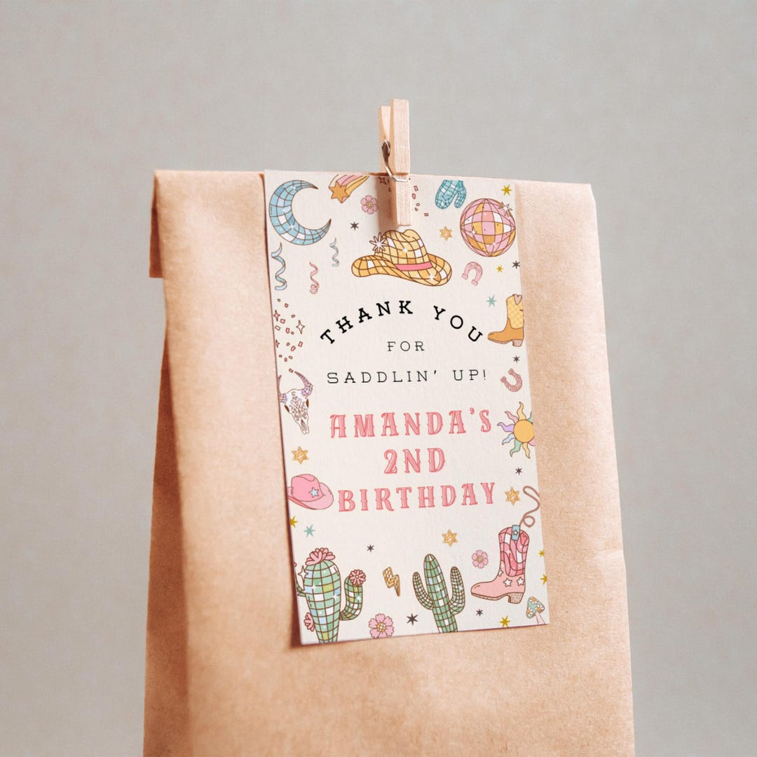 Rodeo Birthday Thank You Tag Wild West Birthday Favor Tag Girl Rodeo ...