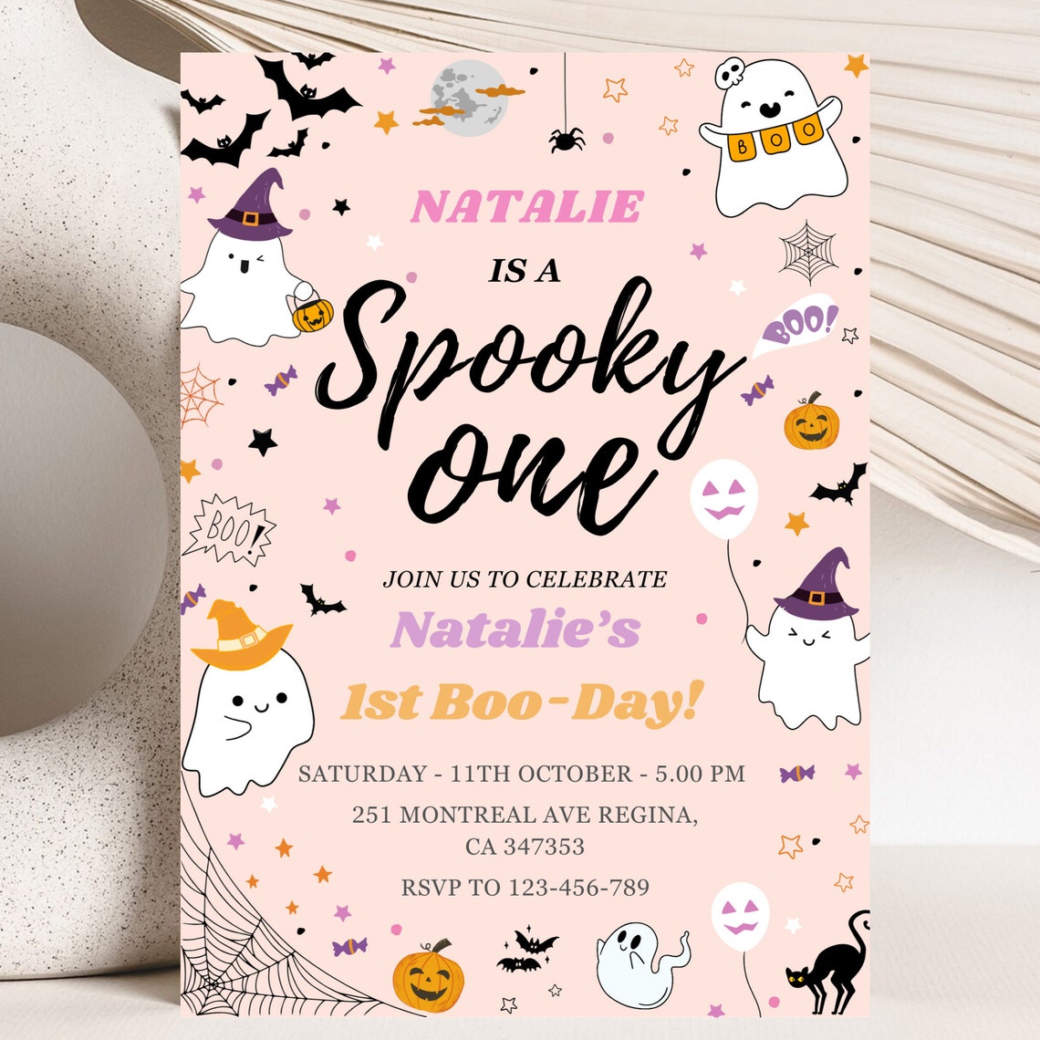 Editable Halloween Cute Spooky Invite One Spooky Invite Girly - Etsy