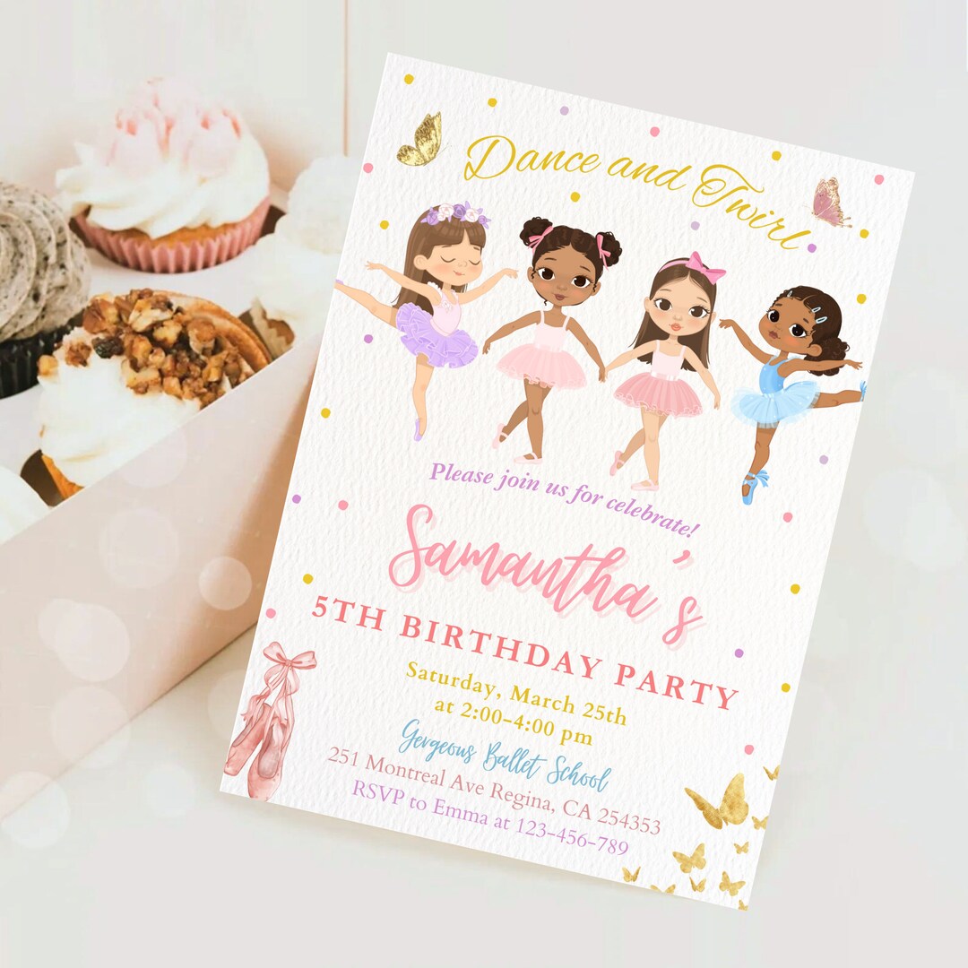 Editable Ballet Invitation Cute Ballet Invite Little Ballerina Birthday ...