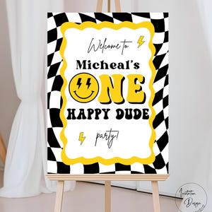 One Happy Dude Welcome Sign Lightning Bolt Smile Welcome Sign Smiley ...