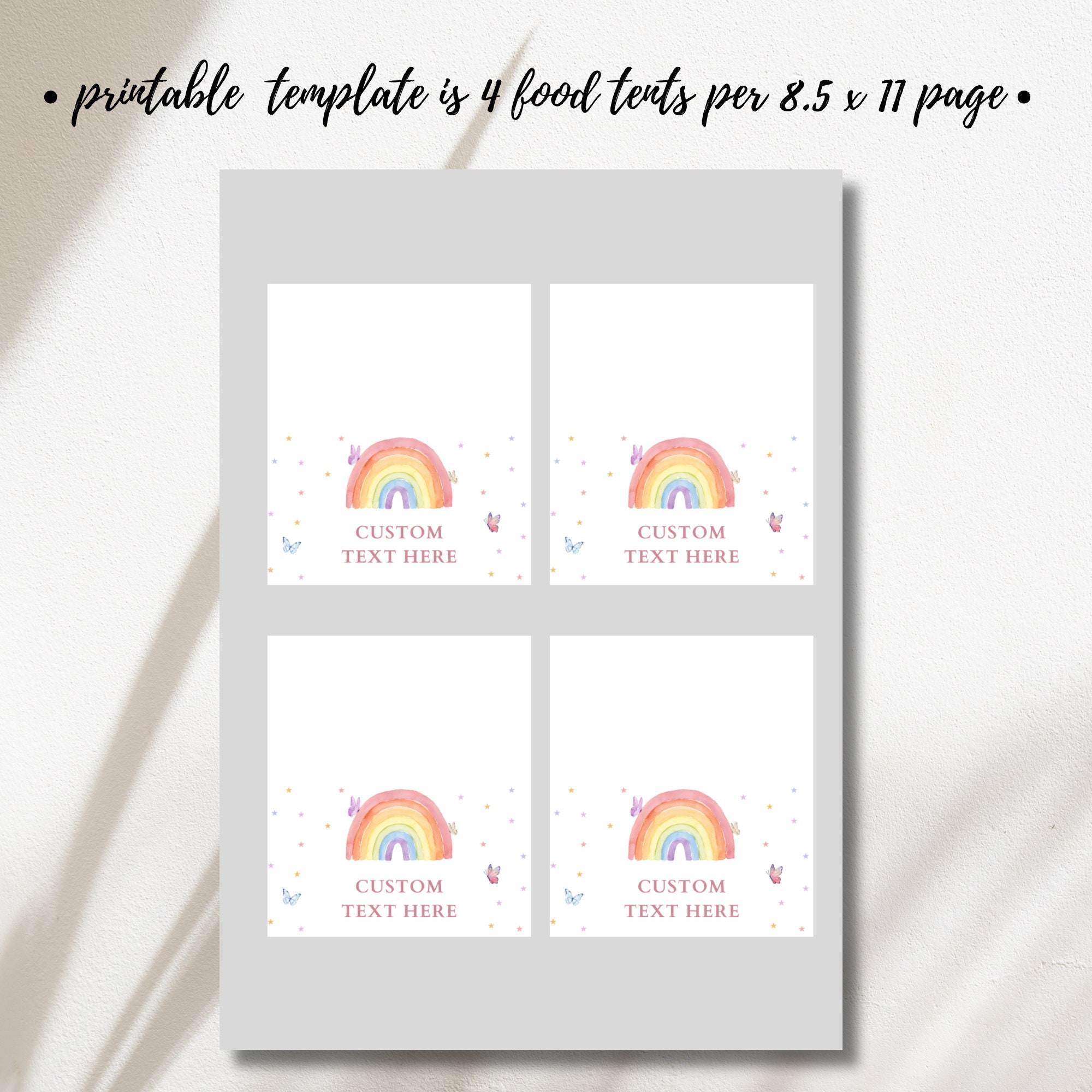 Editable Rainbow Birthday Place Cards Customizable Food Tent - Etsy