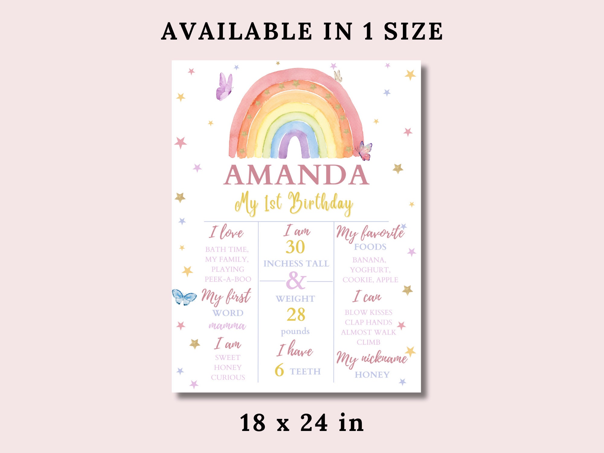Rainbow Baby Milestone Sign - Printable White Milestone Board for Boho ...