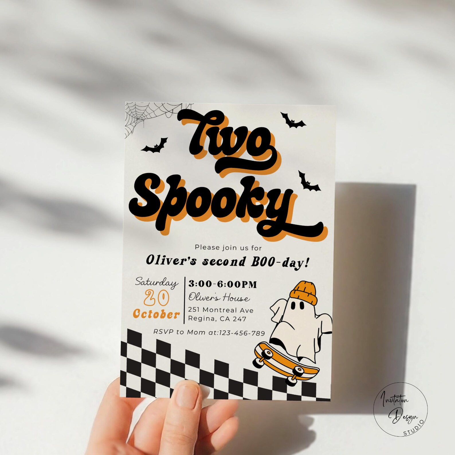 Editable Two Spooky Invitation Halloween Birthday Invitation Ghost 2nd ...