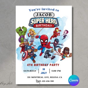 Superhero Invite Avengers Party Avengers Invite Cute Invite - Etsy