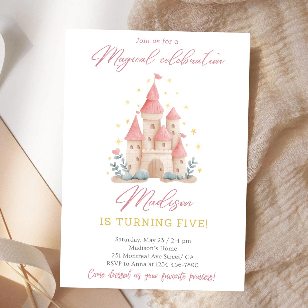 Princess Castle Birthday Invitation Magical Party Enchanting Invite ...
