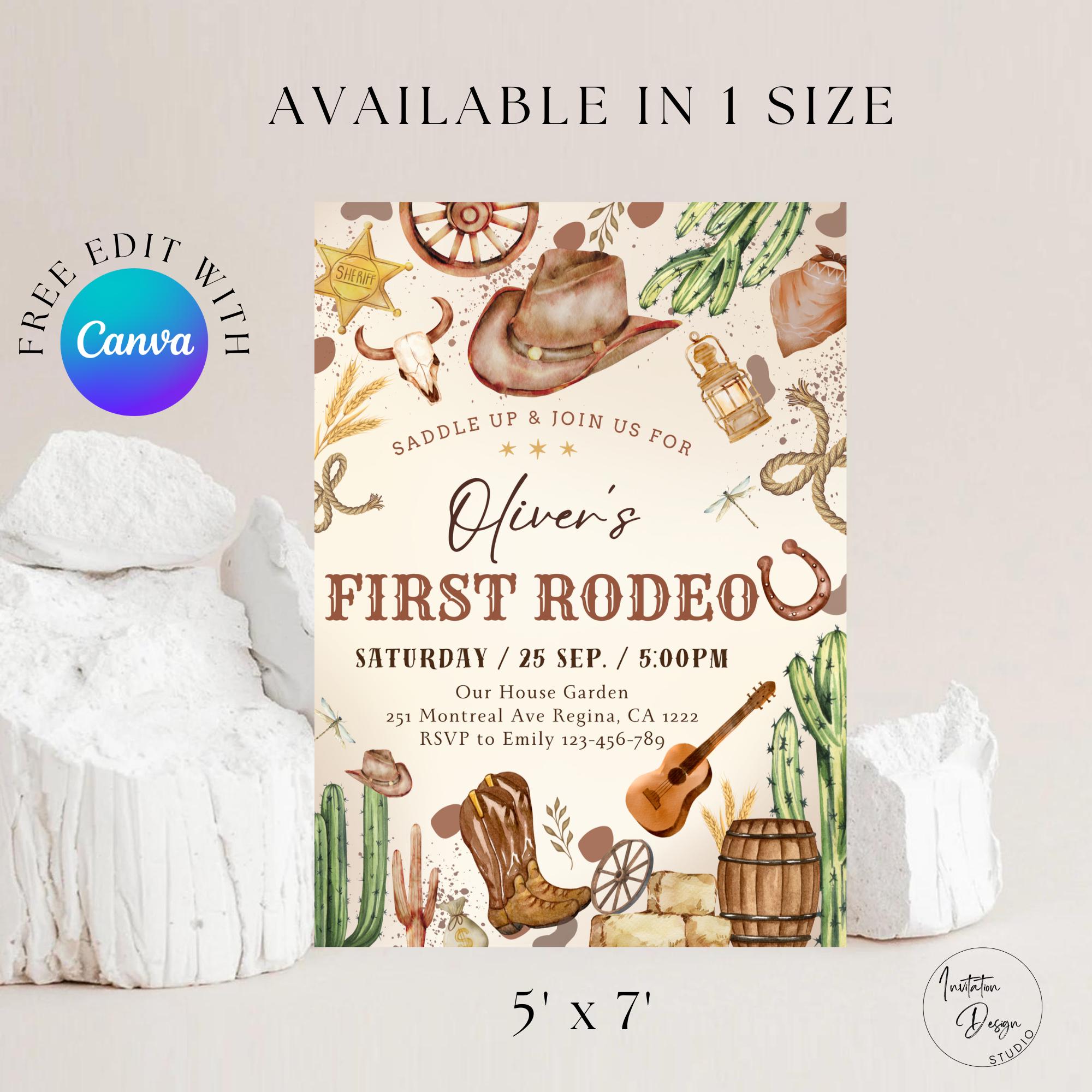 First Rodeo Birthday Invitation Wild West Birthday Invitation My First ...