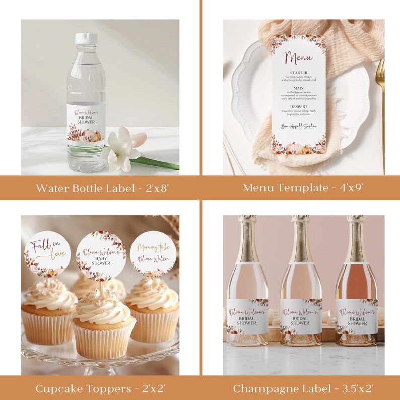 Falling in Love Baby Shower Bundle, Floral Fall Pumpkin Baby Shower ...