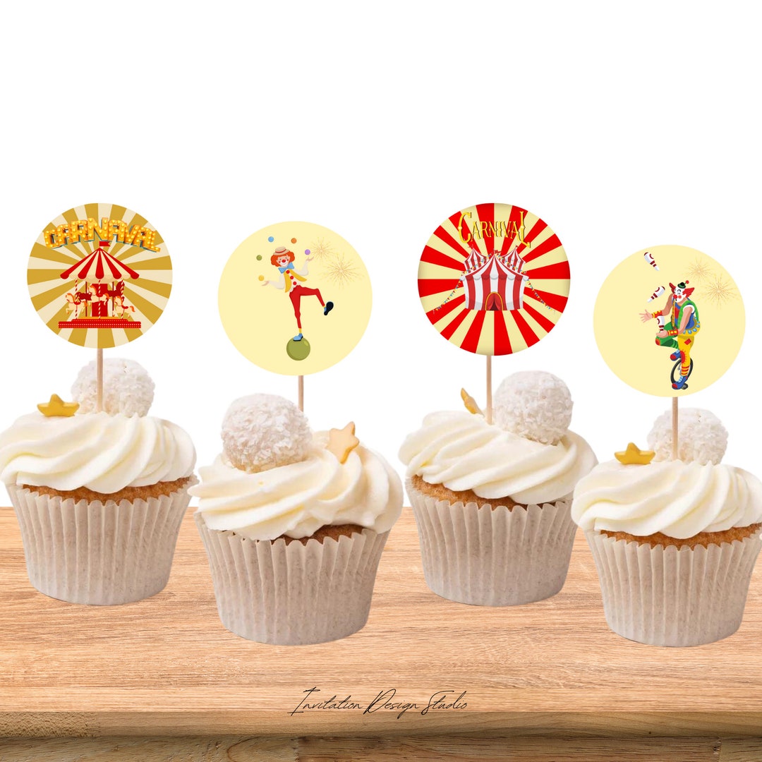 Circus Theme Cupcake Toppers Carnival Theme Cupcake Toppers Circus Theme Decor - Etsy